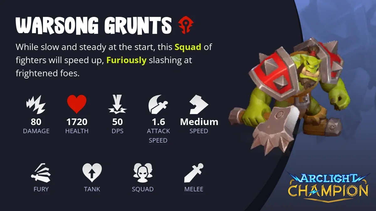 Warcraft Rumble Warsong Grunts Mini - Arclight-Champion.com