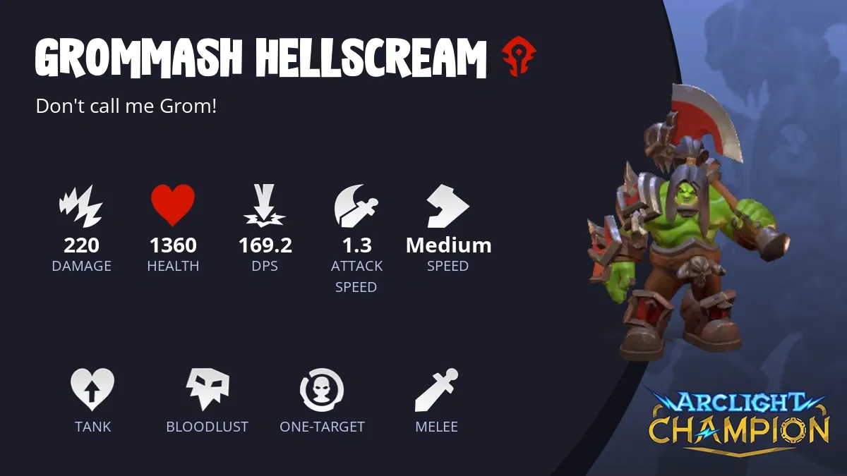 Warcraft Rumble Grommash Hellscream Mini - Arclight-Champion.com