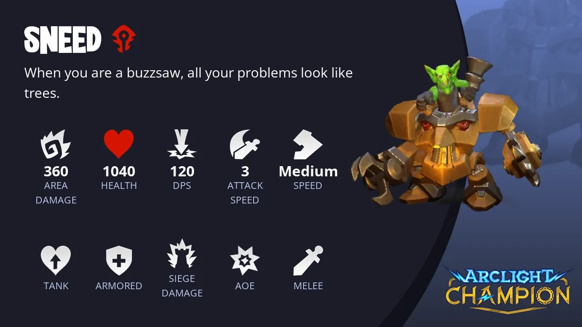 Warcraft Rumble Sneed Mini - Arclight-Champion.com